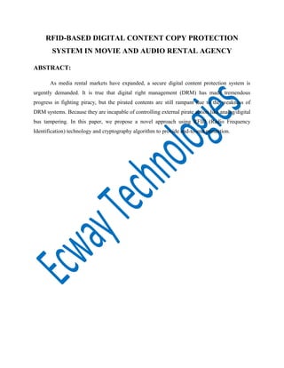 Rfid based digital content copy protection system in movie and audio ...