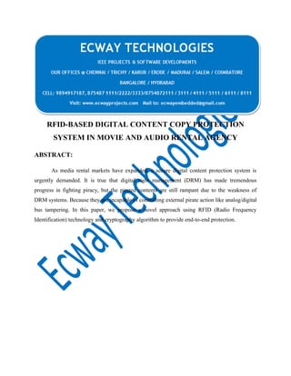 Rfid based digital content copy protection system in movie and audio ...