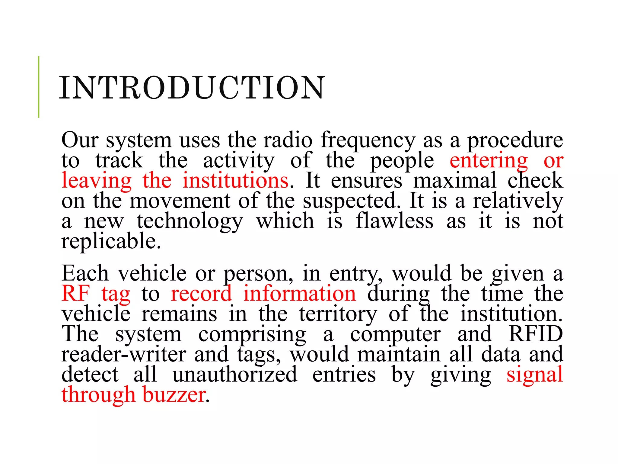 RFID Based Access Control And Proximity Security System. | PPT