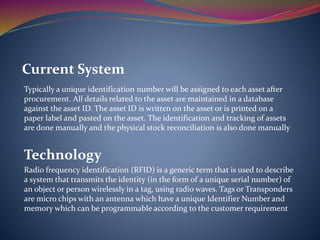 RFID Based Asset Management Solution | PPTX