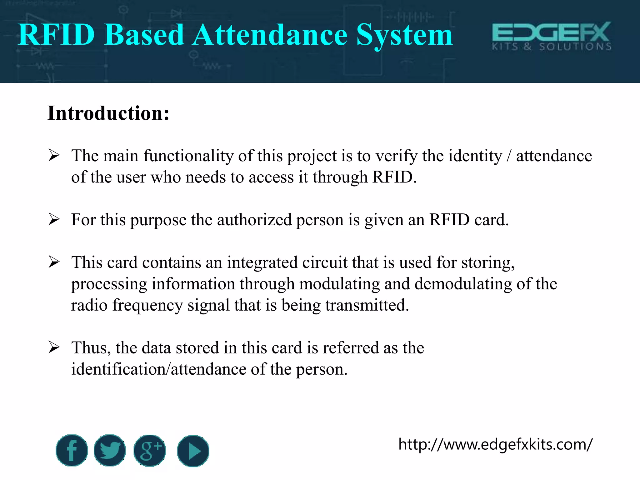 RFID based Attendance System | PPTX