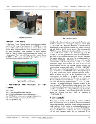 Rfid based automated bank locker system | PDF