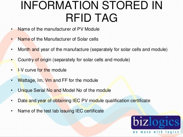 RFID Based Identification and Management of SOLAR PV Modules