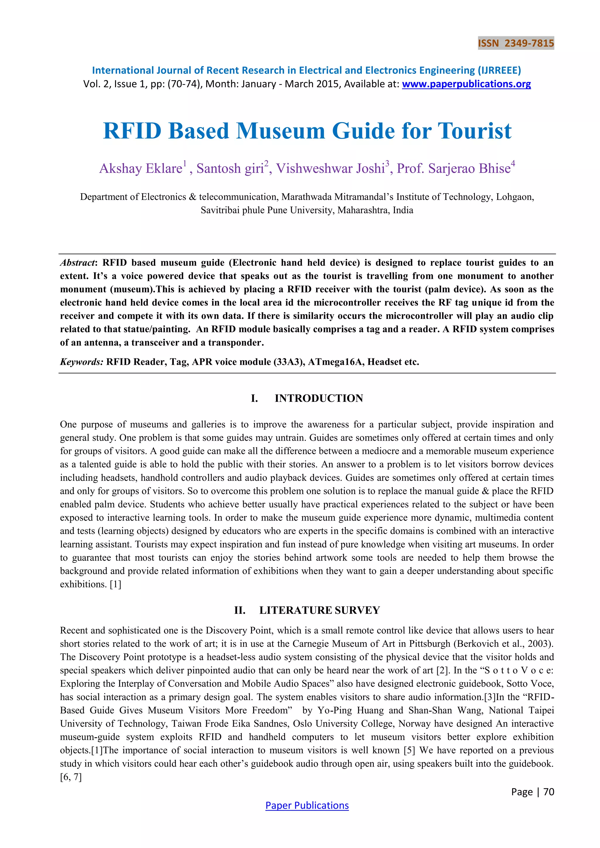 RFID Based Museum Guide for Tourist | PDF