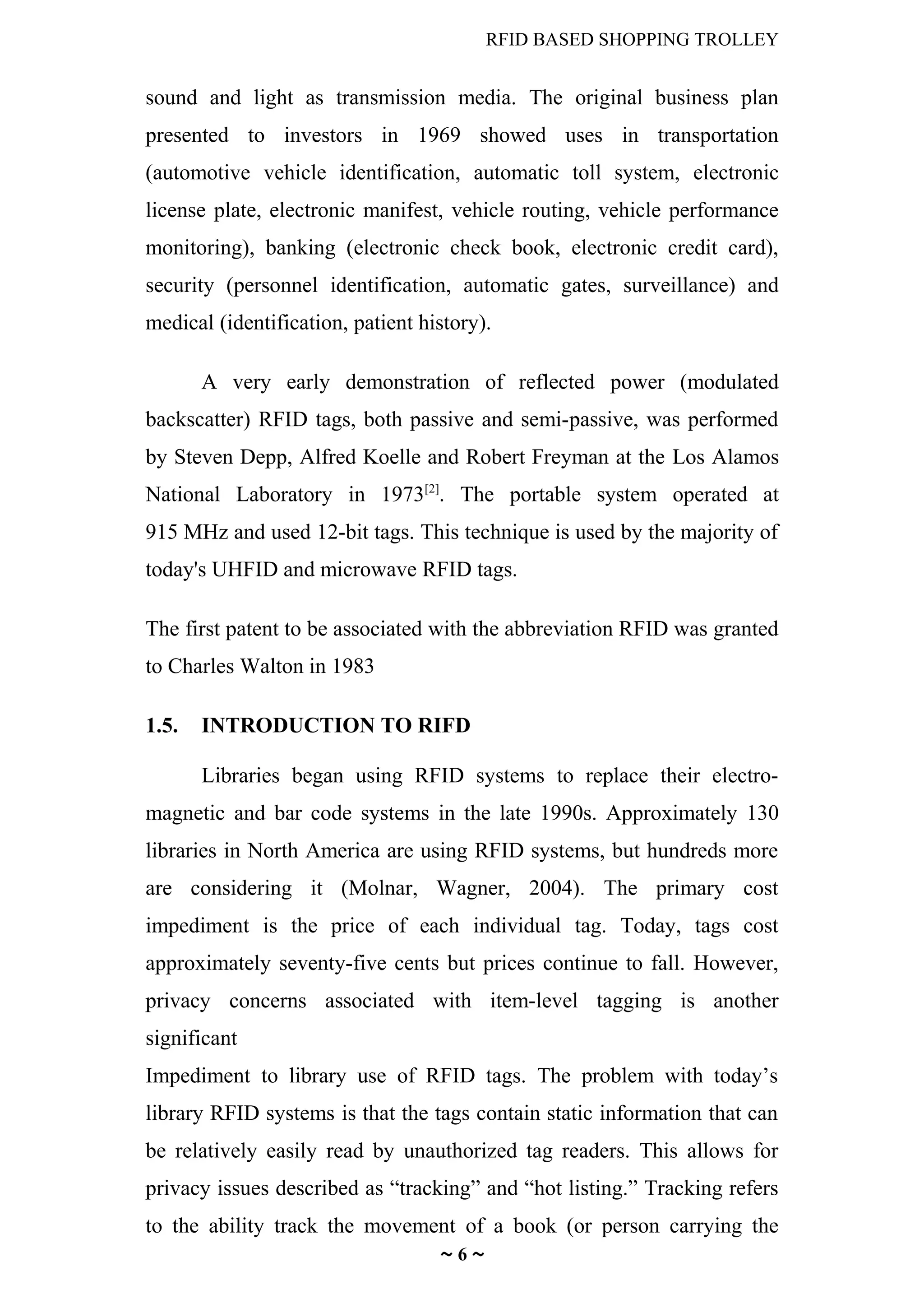 Rfid based shopping trolley project report | DOC