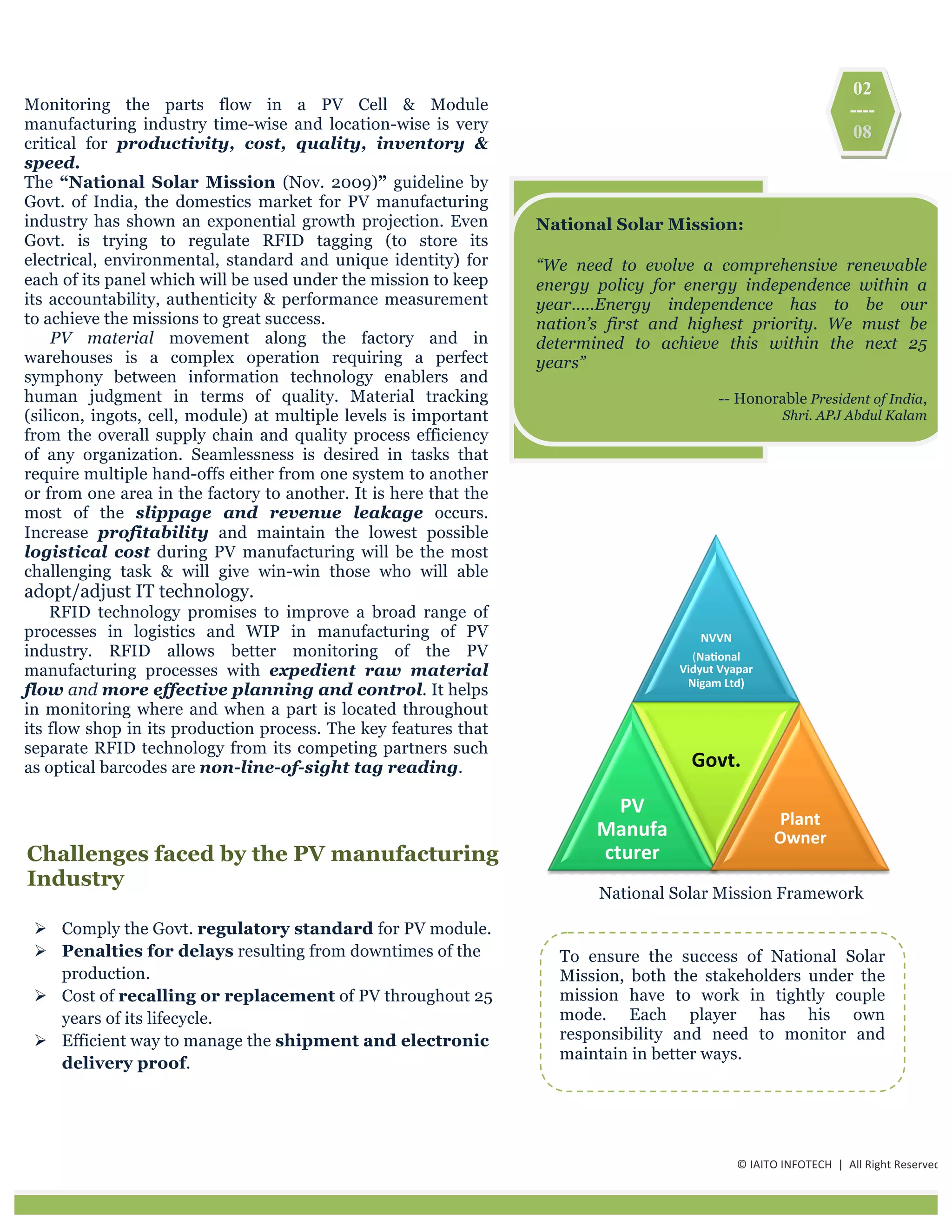 RFID in PV Solar Manufacturing Industry | PDF