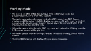 RFID based Access Control using 8051 Micro Controller | PPTX