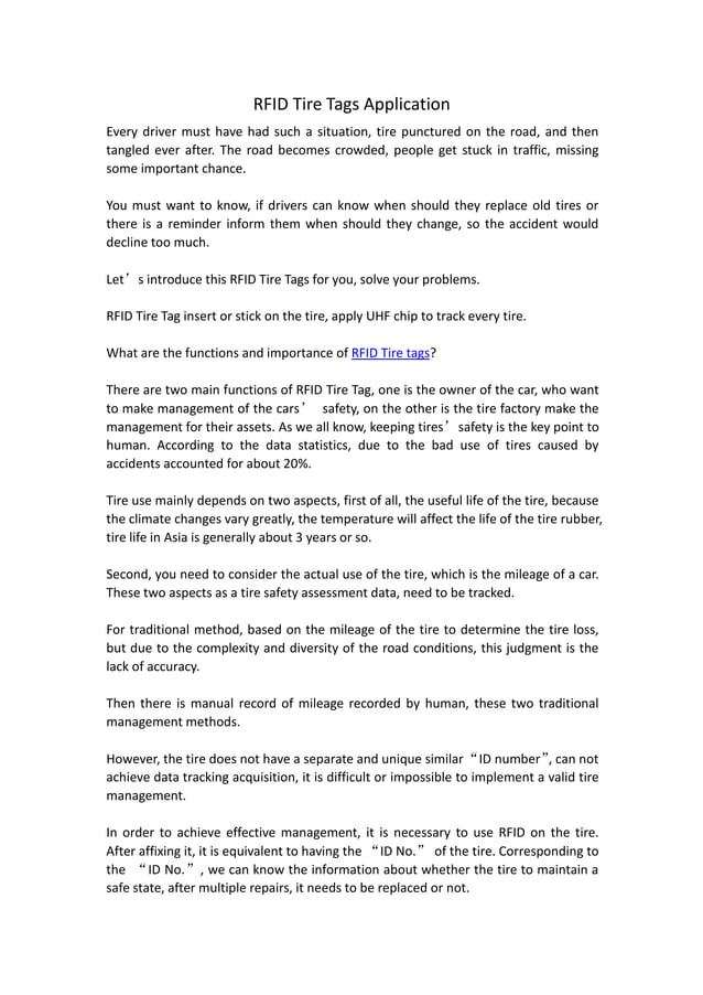 Rfid tire tag | PDF
