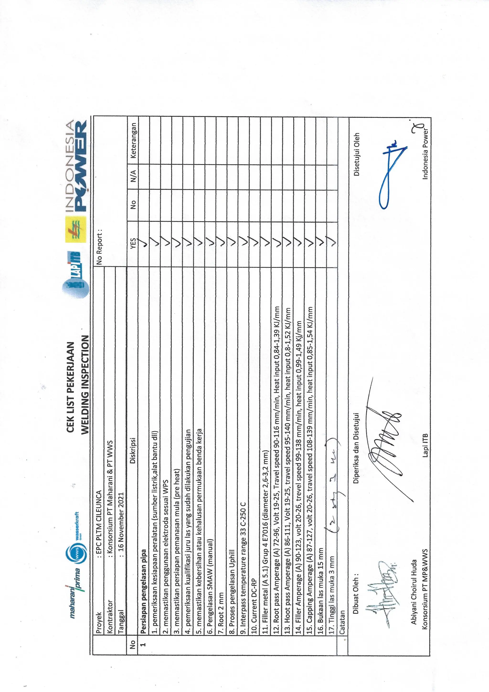 RFI No. 001-PLTM-PM-XI-2021 - Inspeksi Pemeriksaan FIT-UP Joint Pipa no ...