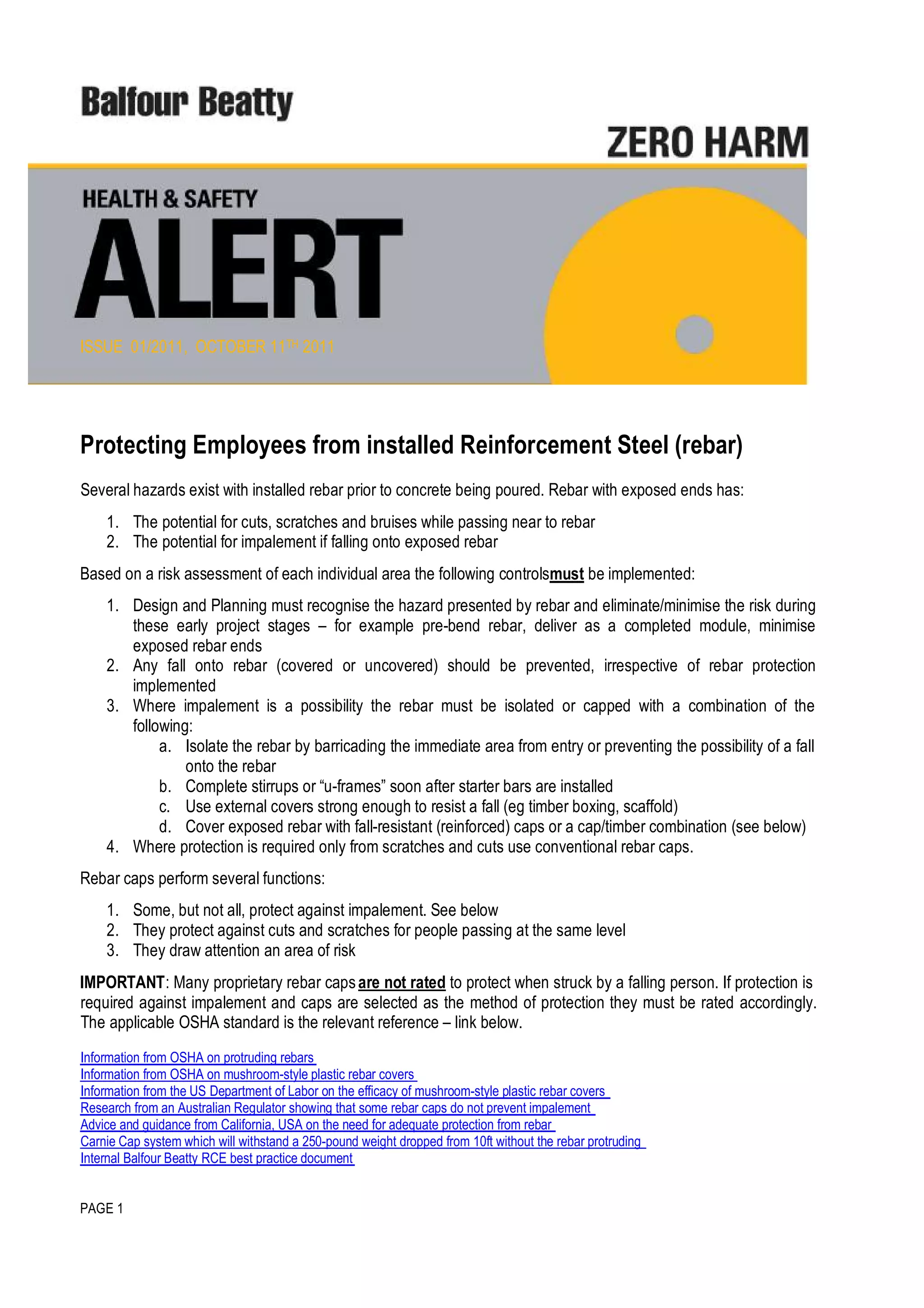 Fatal Accident Nprotected Rebar External | PDF