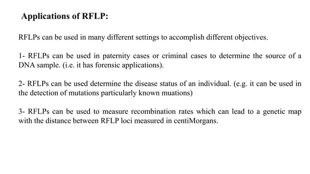 Restriction Fragment Length Polymorphism (RFLP) | PPTX