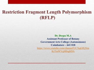 RFLP - Restriction Fragment Length Polymorphism | PPT