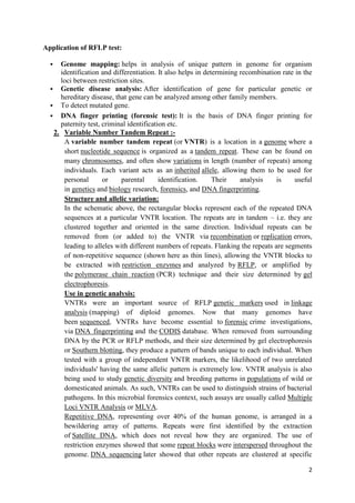 Basic Concepts OF RFLP, VNTR, SINE, LINE | PDF