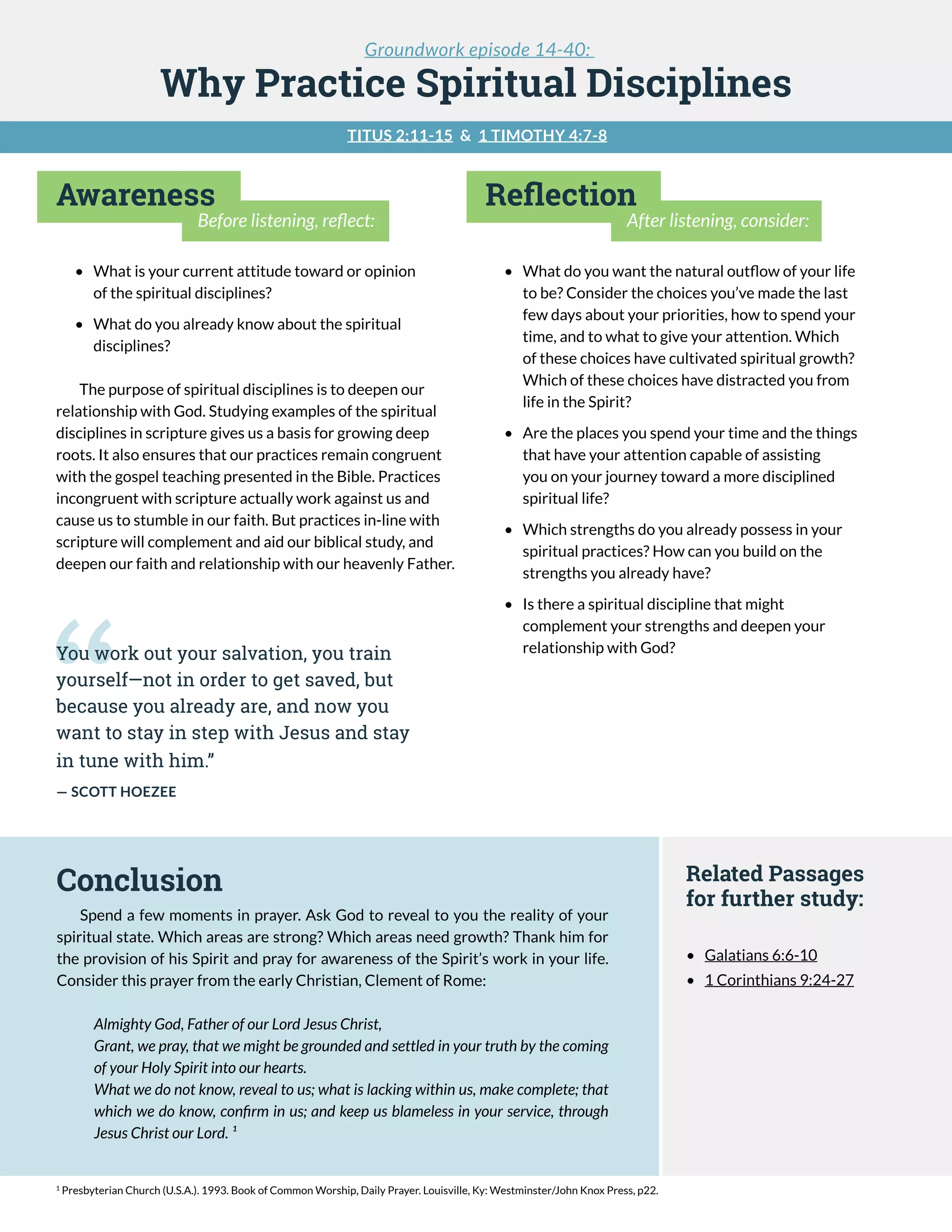 Spiritual Disciplines | PDF