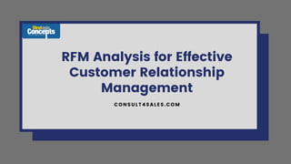 RFM Analysis for Effective Customer Relationship Management | PPT