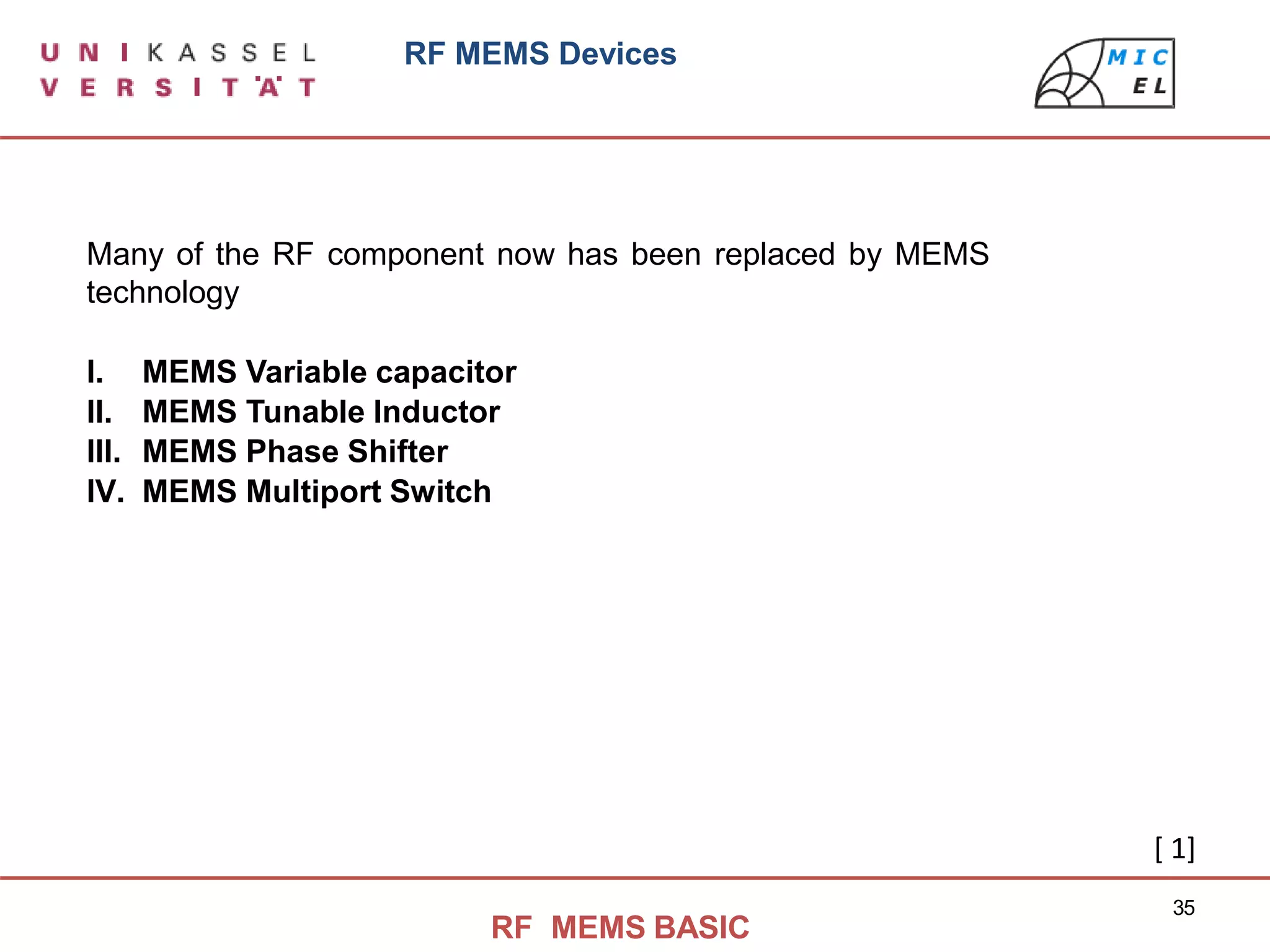 Rf mems presentation by tonmoy ibne arif | PDF