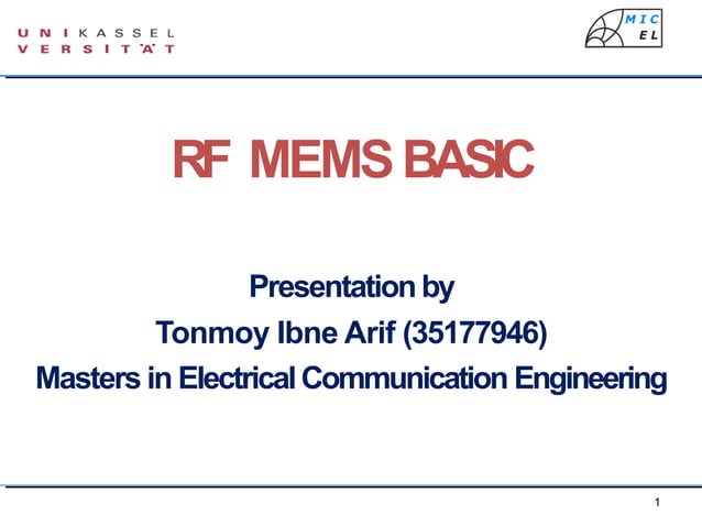 Rf mems presentation by tonmoy ibne arif | PDF