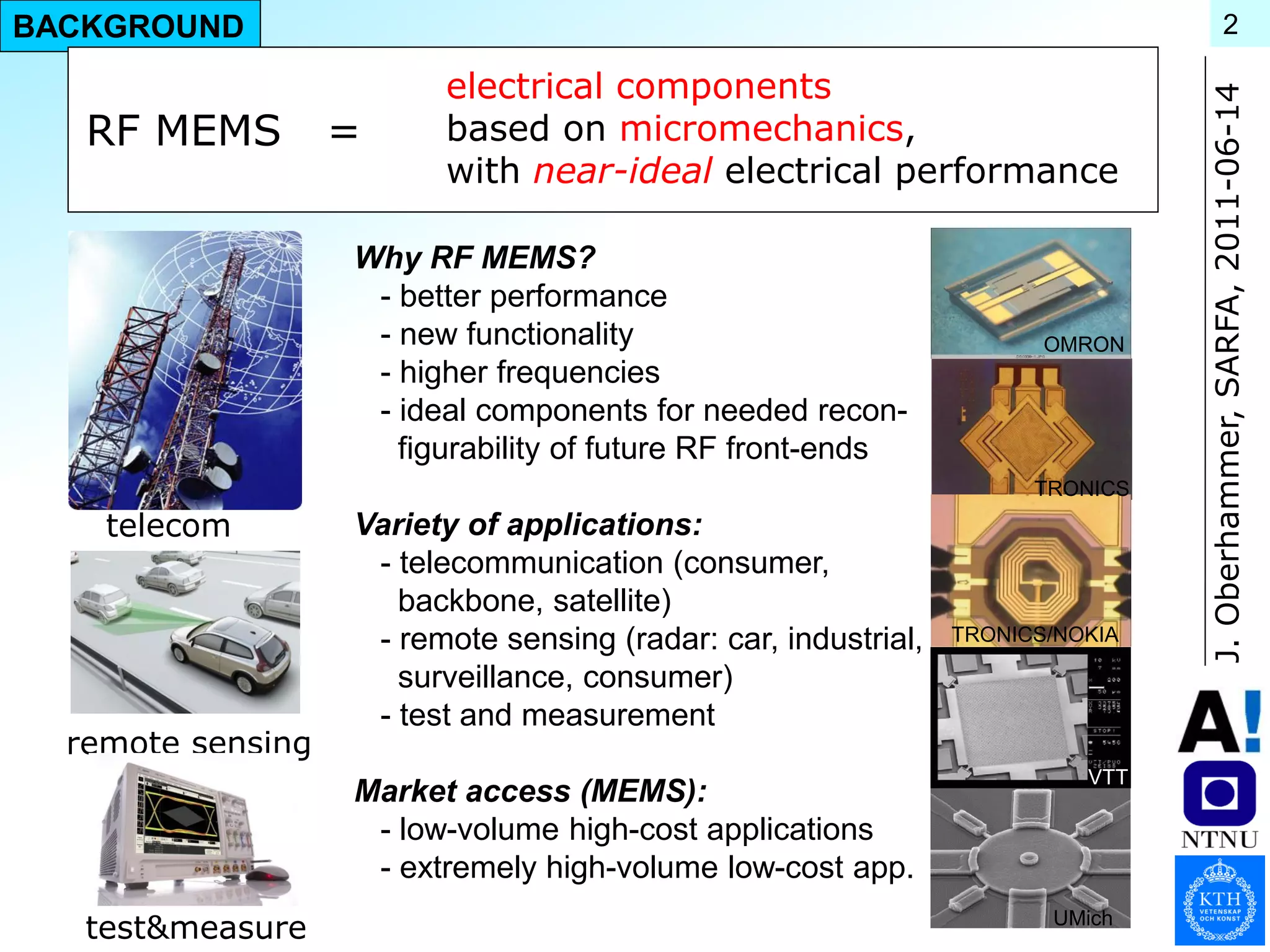 RF MEMS Steerable Antennas for Automotive Radar and Future Wireless Applications, J. Oberhammer ...