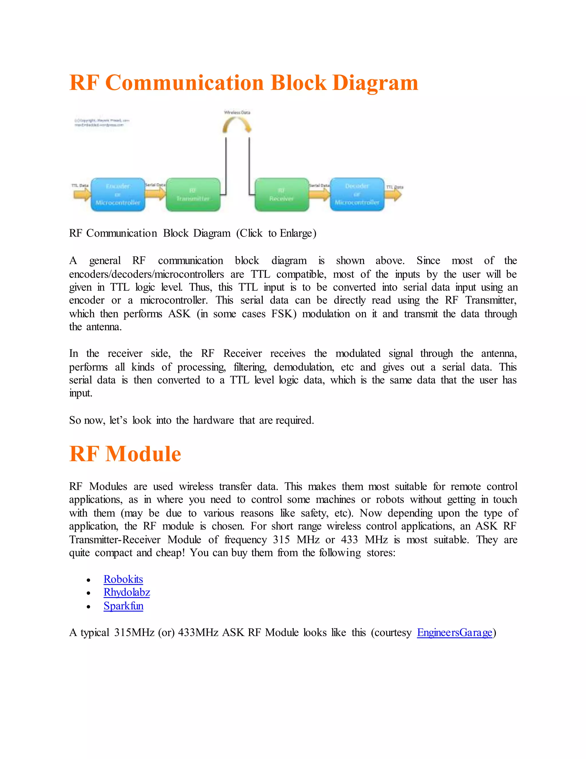 Rf module interfacing without microcontrollers | PDF Rf module interfacing without microcontrollers | PDF