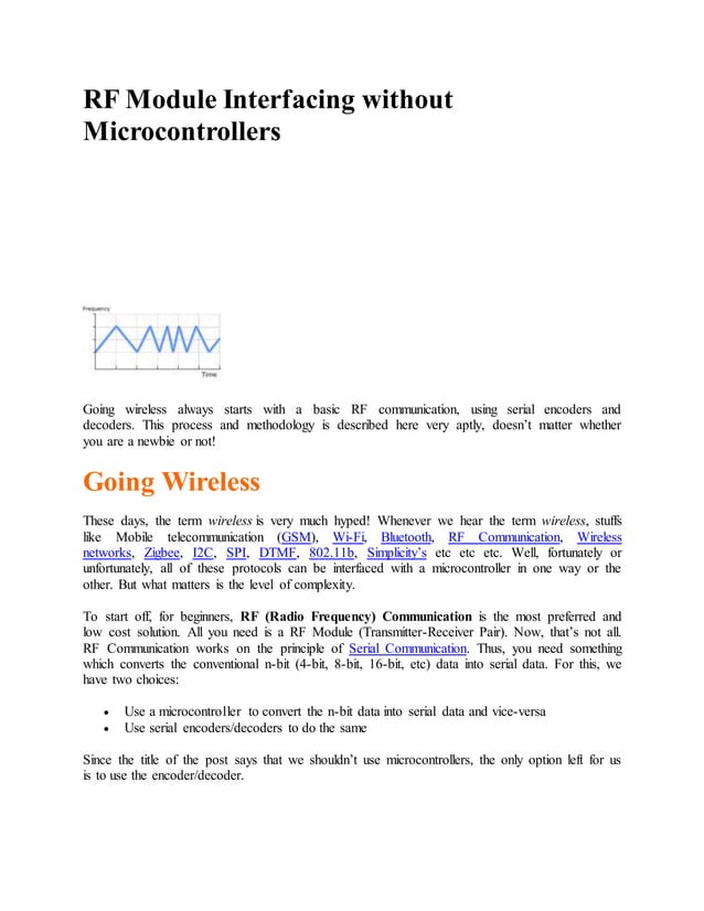 Rf module interfacing without microcontrollers | PDF Rf module interfacing without microcontrollers | PDF