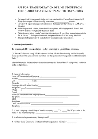Rfp lime stone transportation | DOCX