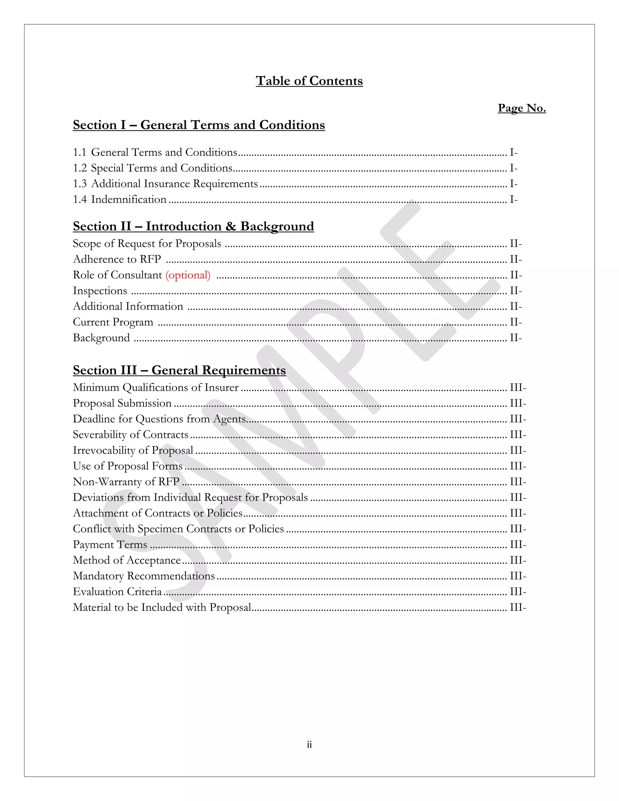 Insurance Request for Proposal Template | PDF