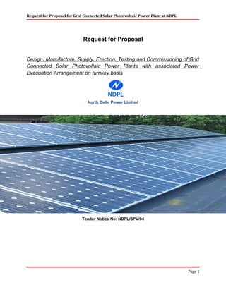 Rfp document for Solar PV Project in Delhi | PDF