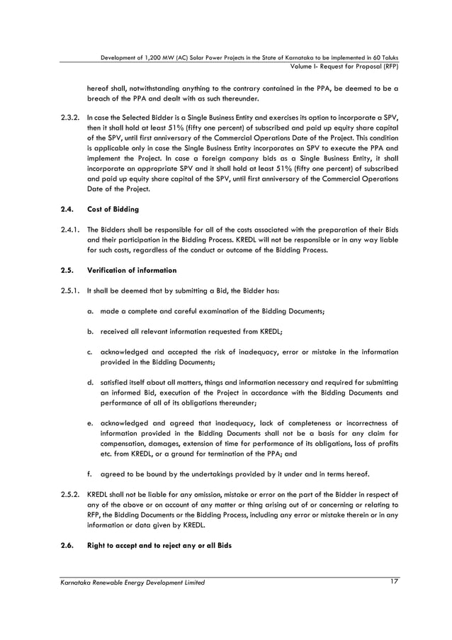 Rfp For 1200 Mw Solar Power Projects In Karnataka Pdf