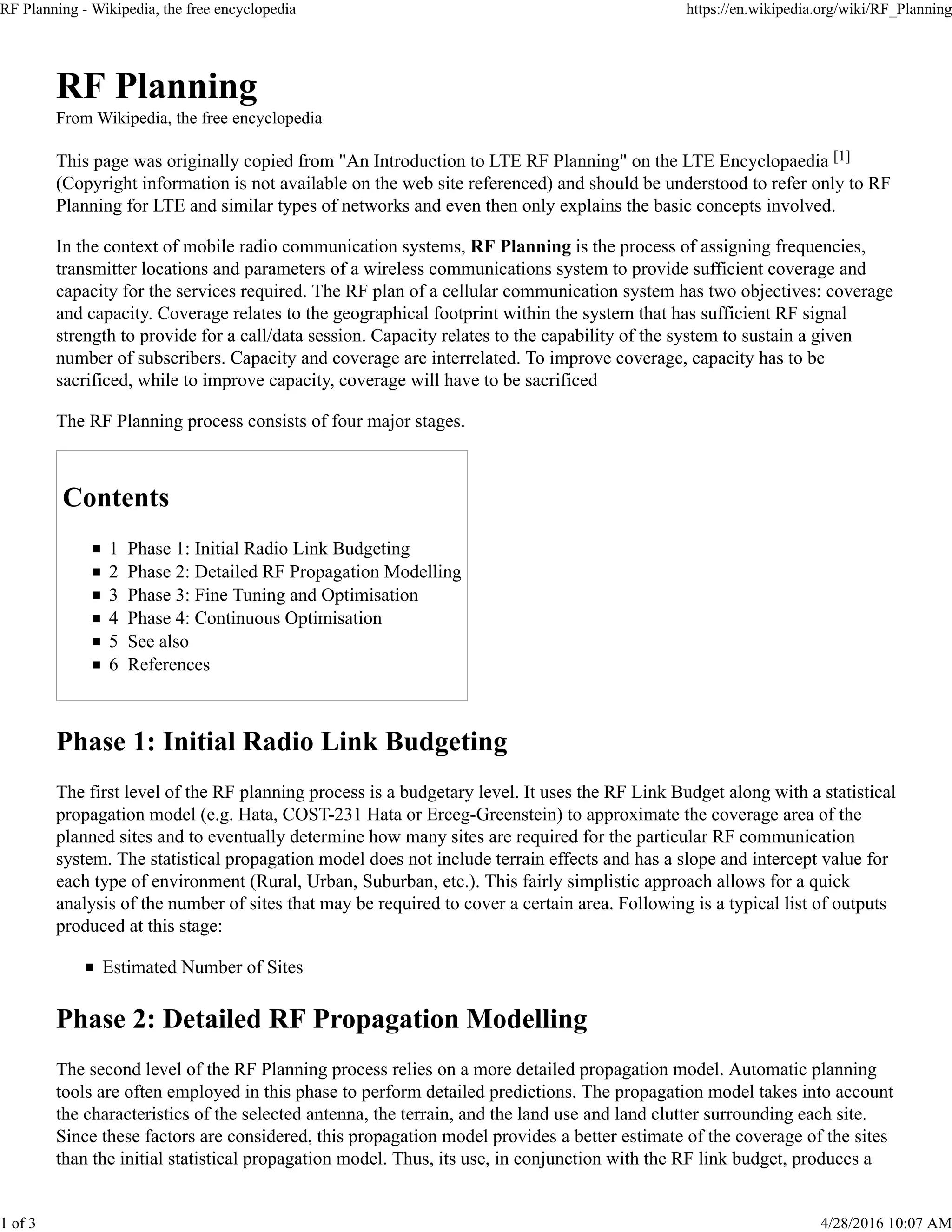 Rf planning wikipedia, the free encyclopedia | PDF