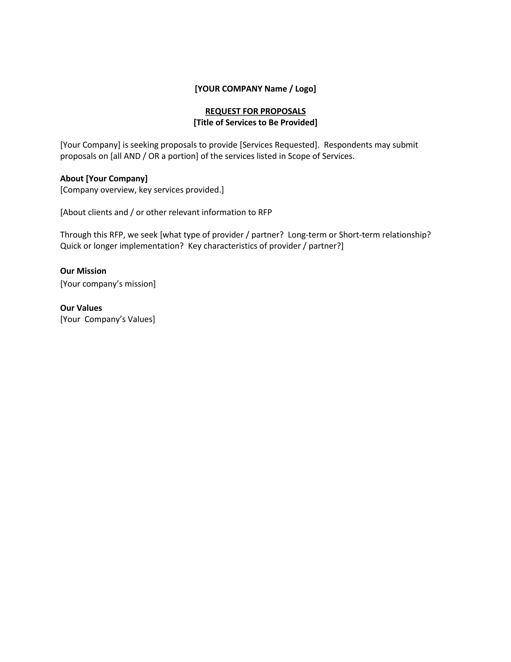 RFP Template - Managment HQ | DOCX