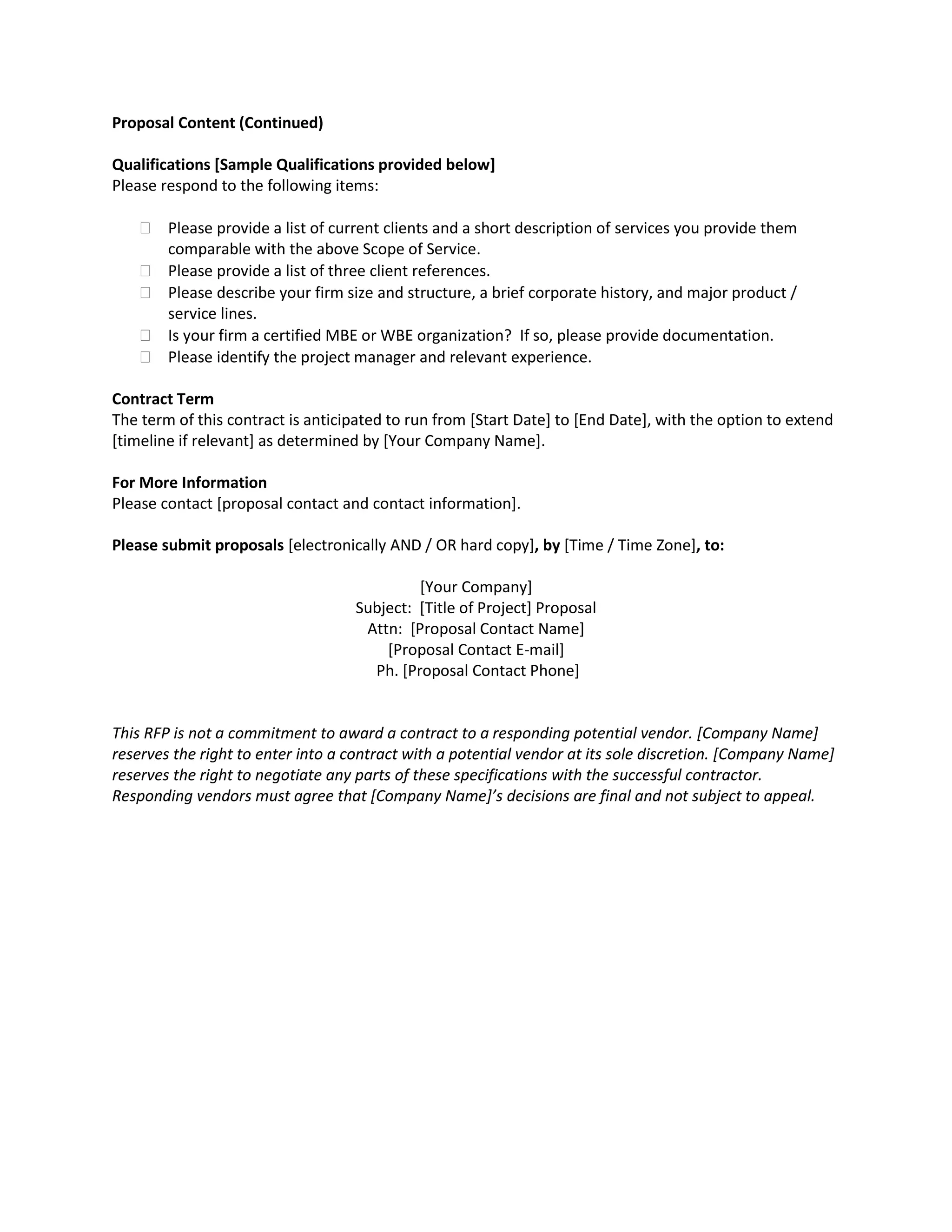 RFP Template - Managment HQ | DOCX