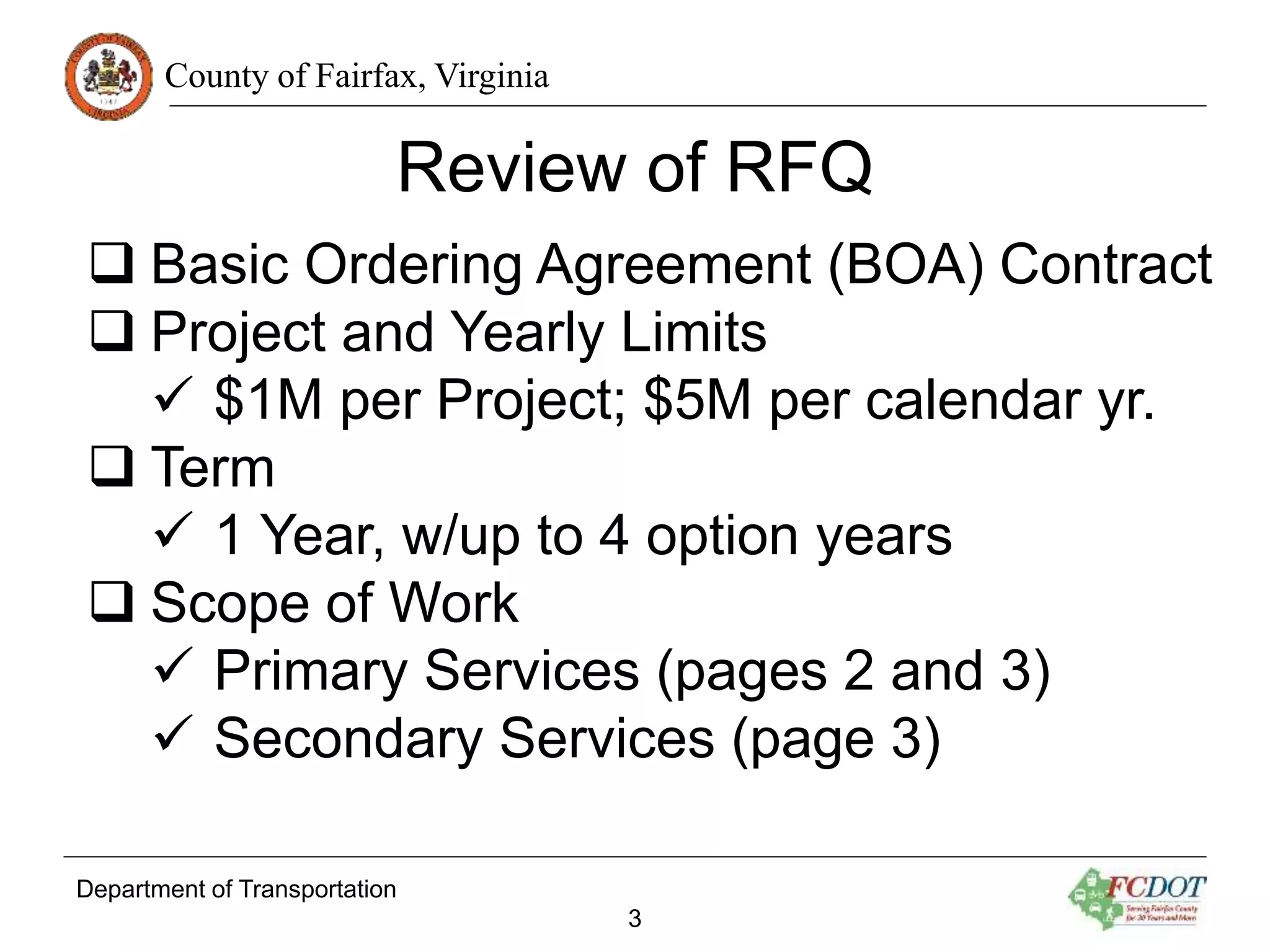 Request for Qualifications (RFQ) for Design of Various Types of ...