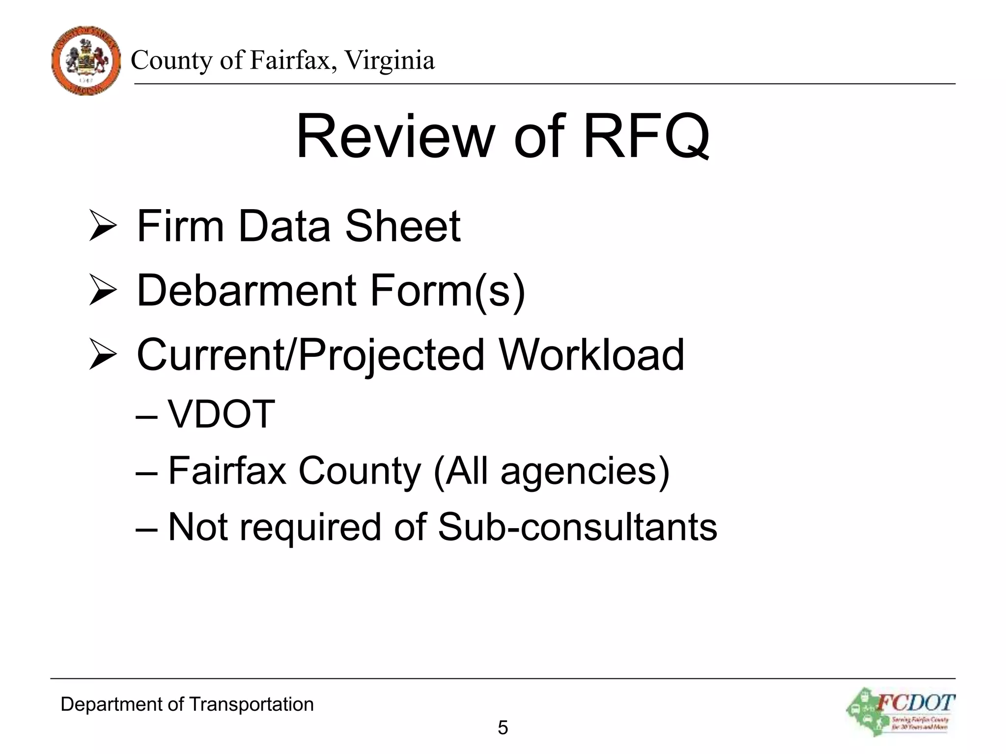 Request for Qualifications (RFQ) for Design of Various Types of ...