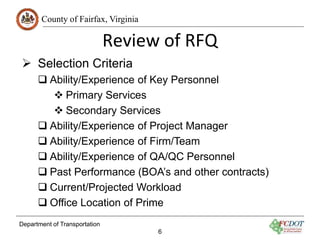 Request for Qualifications (RFQ) for Design of Various Types of ...