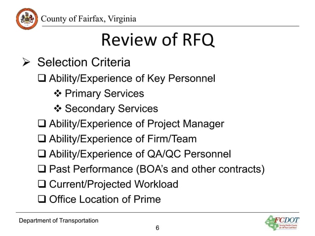 Request for Qualifications (RFQ) for Design of Various Types of ...