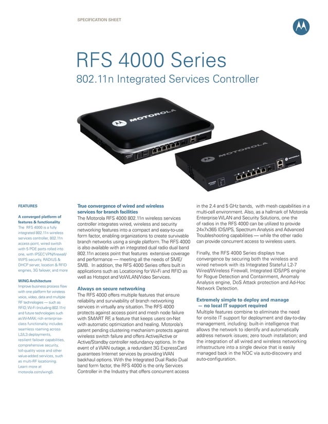 Rfs4000 spec sheet | PDF