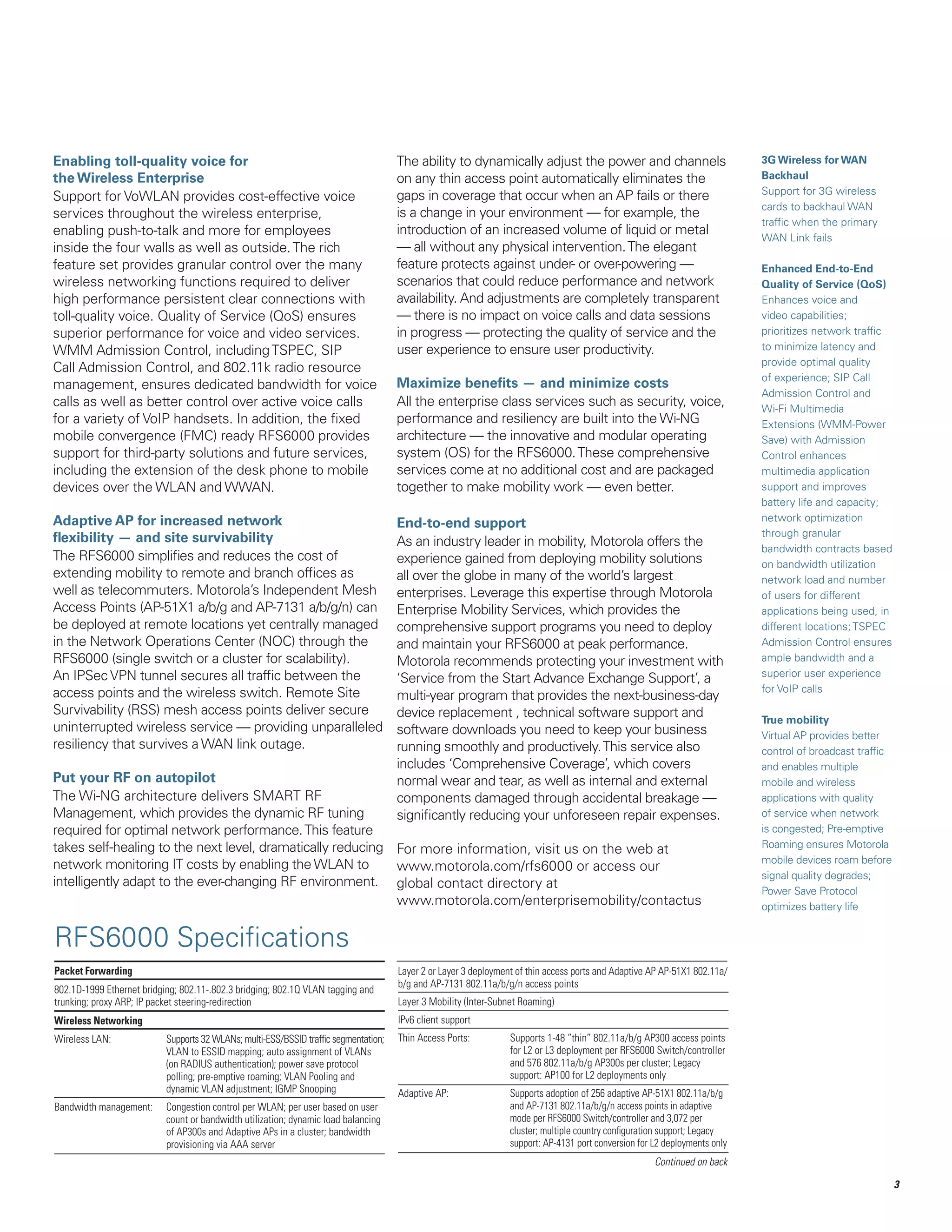 Rfs6000 spec sheet | PDF