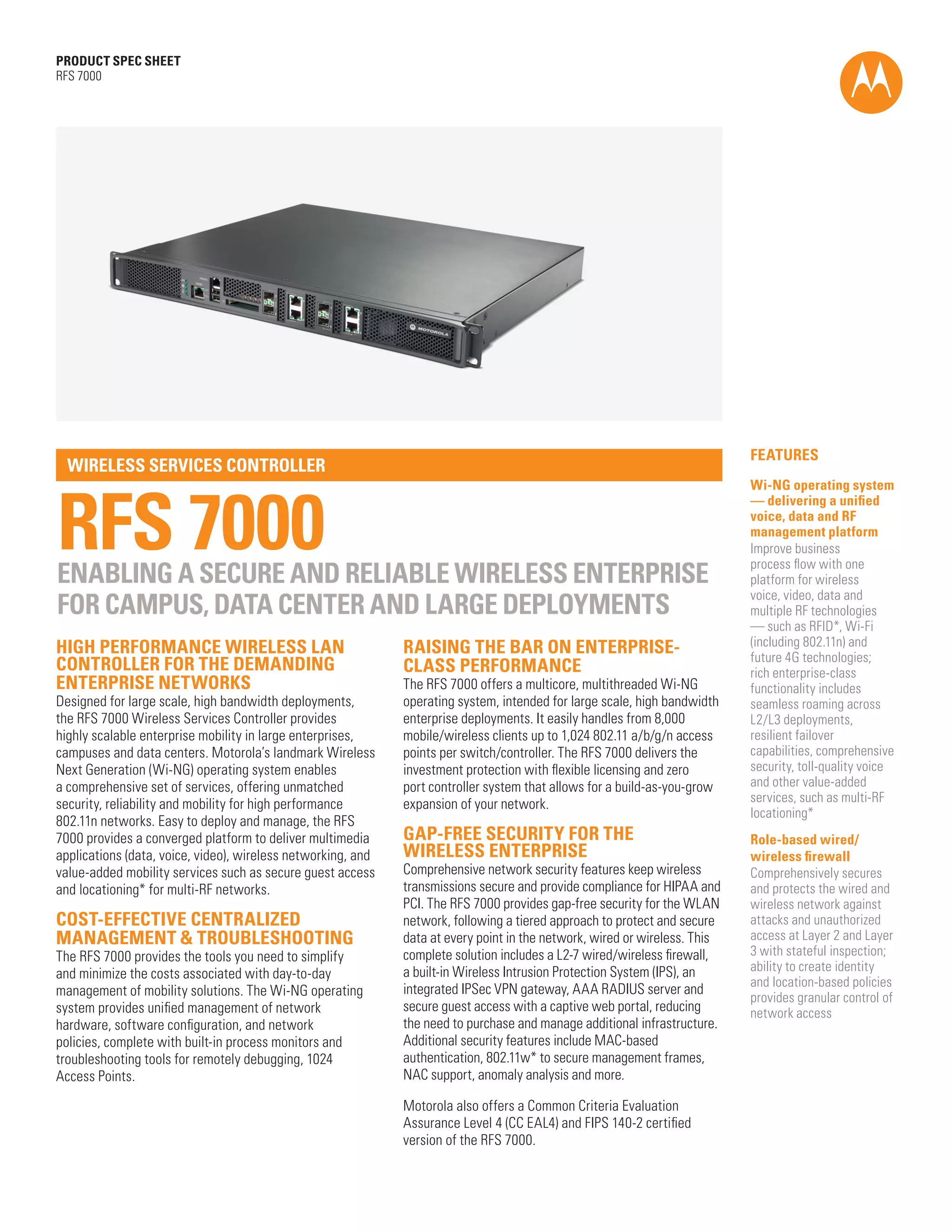 Rfs7000 spec sheet | PDF