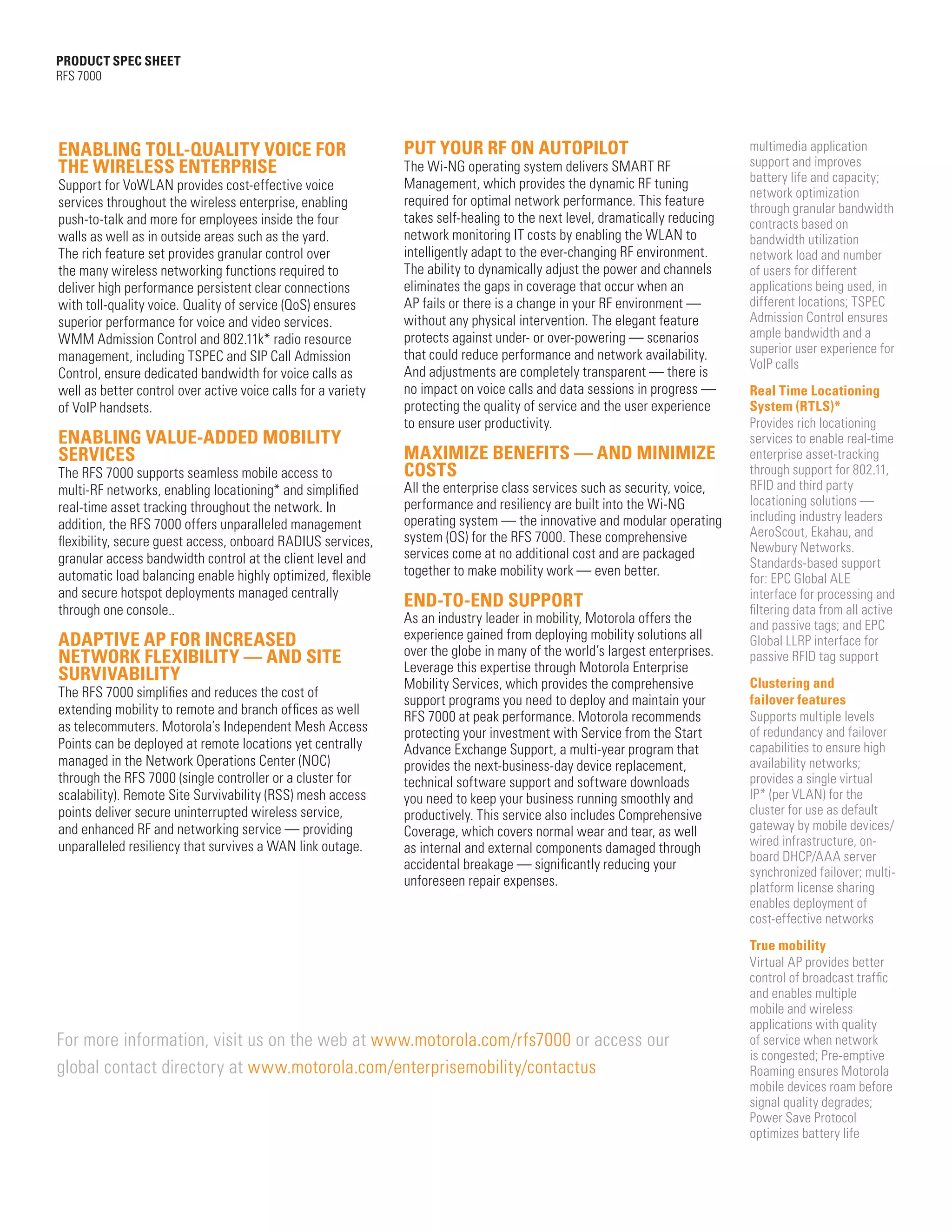 Rfs7000 spec sheet | PDF