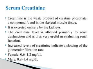 RFT renal function Laboratory report ppt | PPTX
