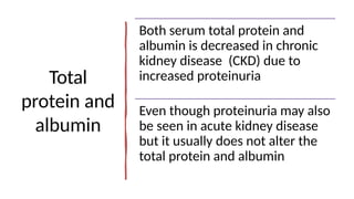 RFT.pptx Renal function tests are divided into the following Urine ...