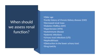 RFT.pptx Renal function tests are divided into the following Urine ...