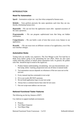 Rft courseware | PDF