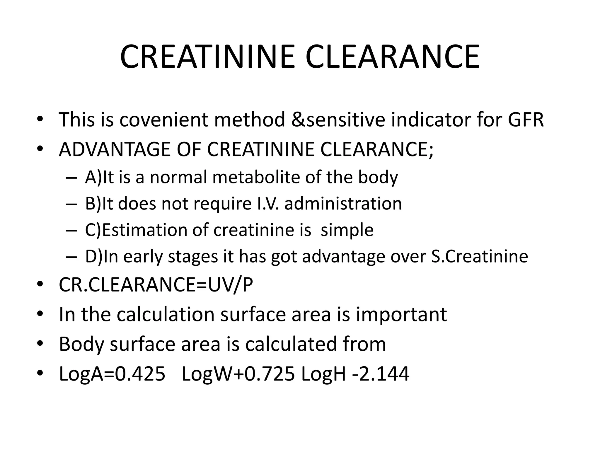 creatinine clearance test | PPTX