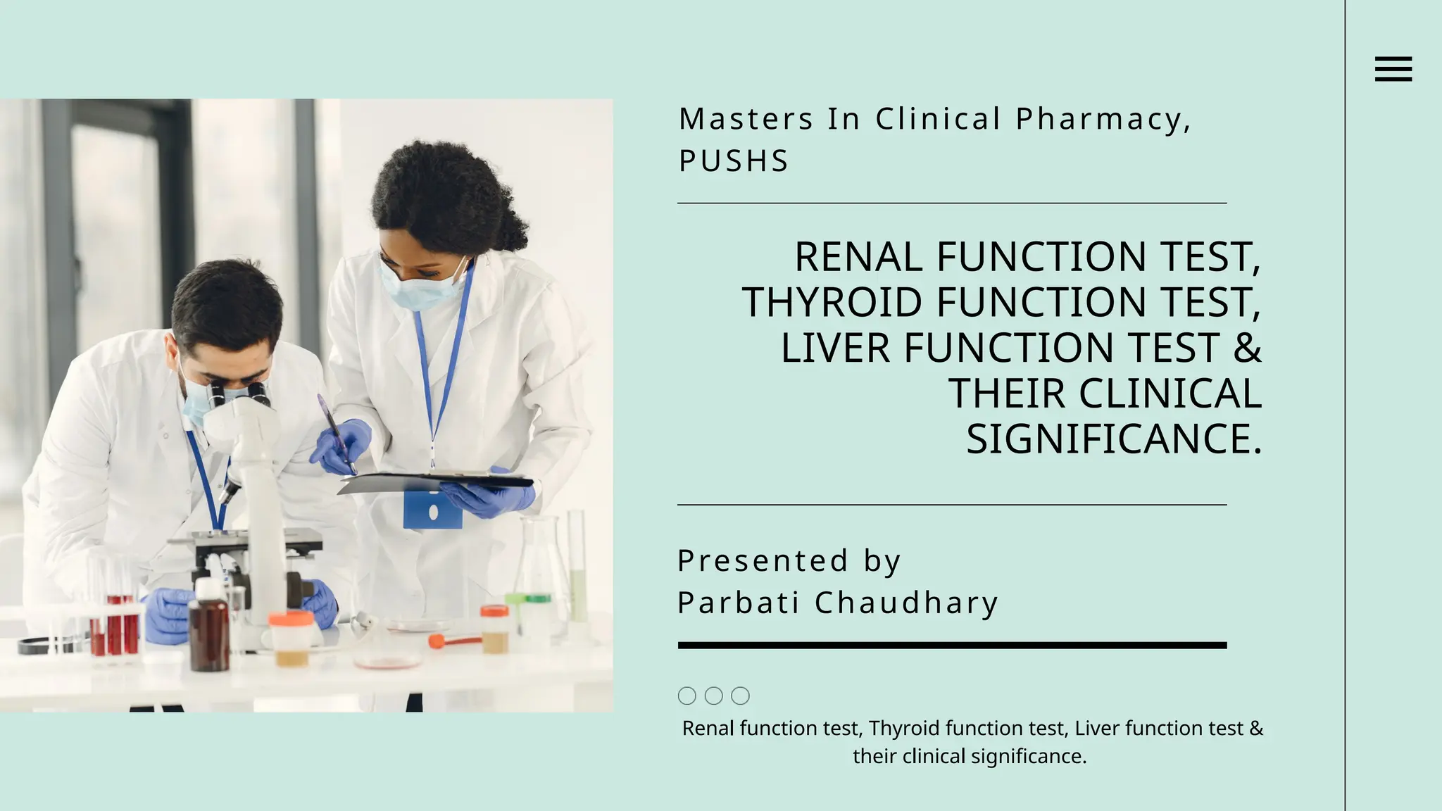 Laboratory interpretation of renal function test, liver function test ...