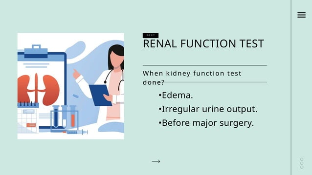 Laboratory interpretation of renal function test, liver function test ...