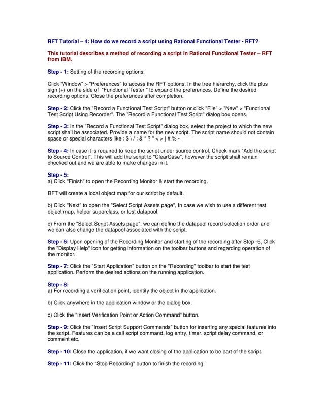 RFT Tutorial 4 How Do We Record A Script Using Rational Functional ...