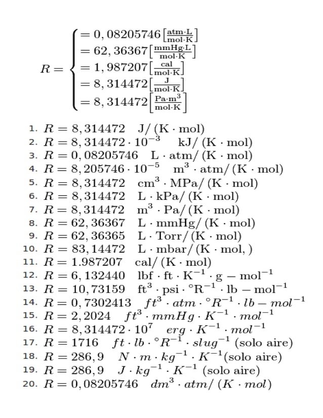 R gases ideales | PDF