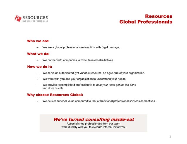 Resources Global Professionals | PPTX | Management Consulting Industry | Industries
