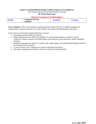 Rgpv syllabus (M.P.) for 1st and 2nd sem students of Group A and B | PDF